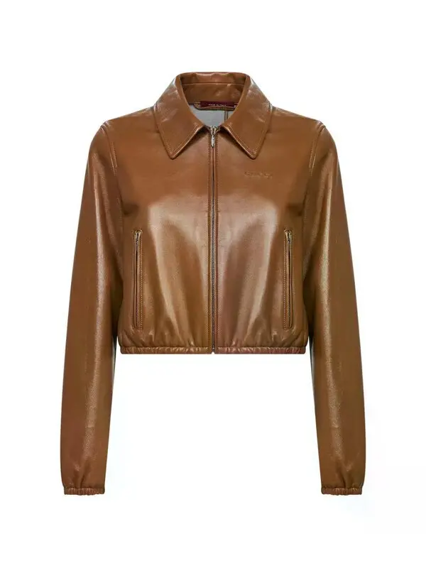 Gucci Embossed-logo Leather Jacket