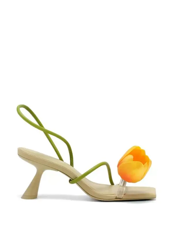 Cult Gaia Ria Floral-strap Leather Sandals
