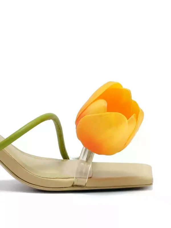 Cult Gaia Ria Floral-strap Leather Sandals