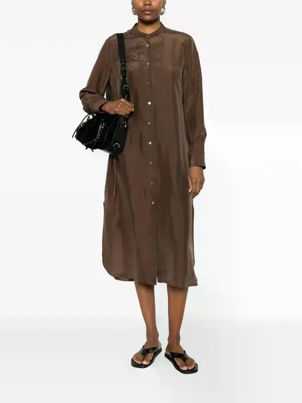 P.a.r.o.s.h Buttoned Midi Dress - Brown