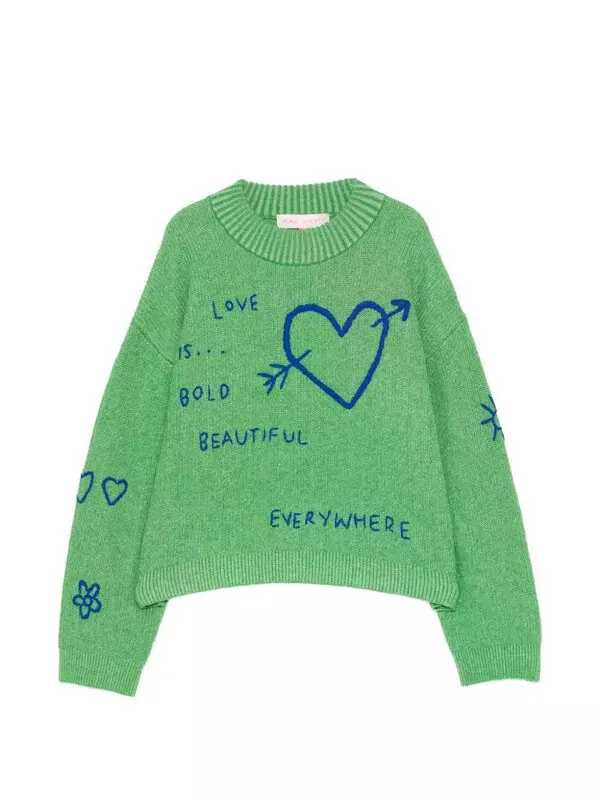 Mira Mikati Heart-embroidered Pullover Sweater