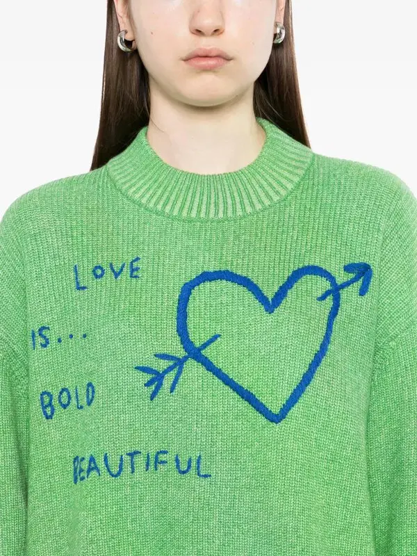 Mira Mikati Heart-embroidered Pullover Sweater