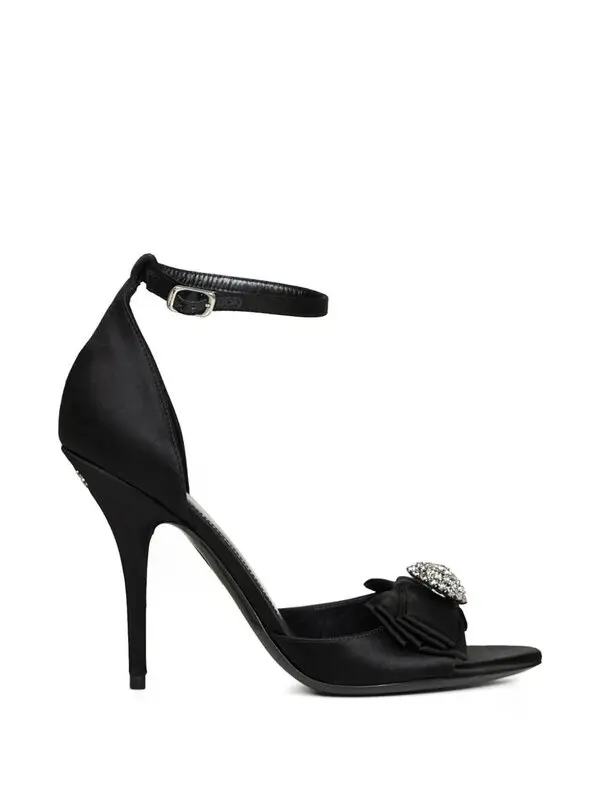 Balenciaga Avenue Rhinestone-embellished Bow Sandals - Black