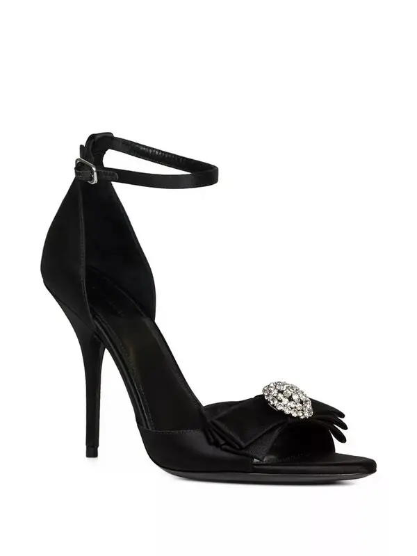 Balenciaga Avenue Rhinestone-embellished Bow Sandals - Black