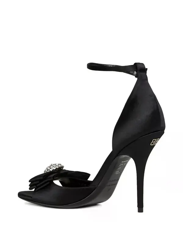 Balenciaga Avenue Rhinestone-embellished Bow Sandals - Black