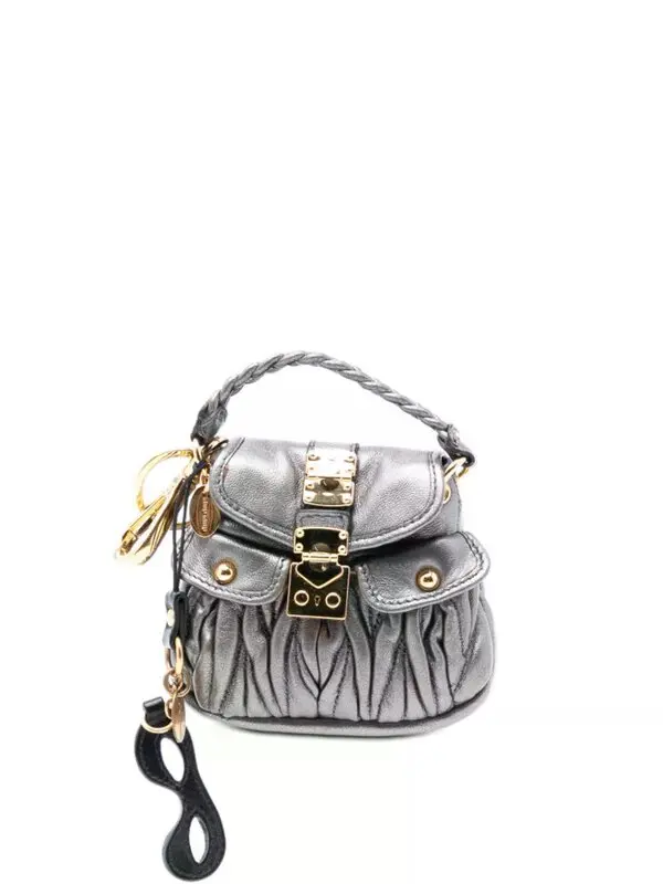 Miu Miu Mini Metallic Matelasse Coffer Bag Charm Key Holder
