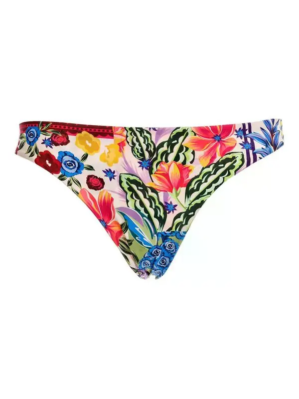 Agua Bendita Ilu Floral-print Tie-side Bikini Bottom - Blue