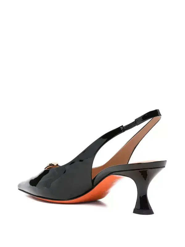 Santoni Point-toe Slingback Pumps - Black