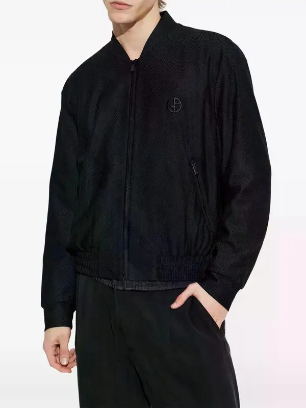 Giorgio Armani Logo-embroidered Bomber Jacket - Black