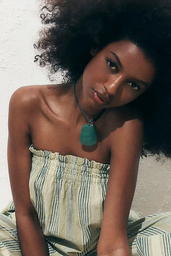 Free People Lena Semiprecious Stone Pendant Necklace - Aventurine