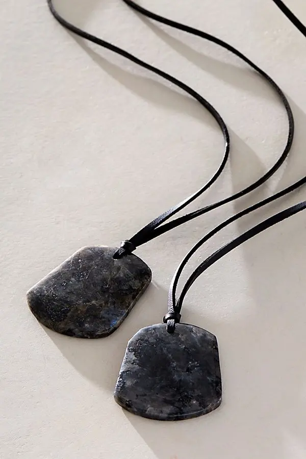 Free People Lena Semiprecious Stone Pendant Necklace - Black Labradorite