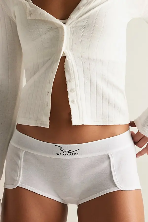 Free People We The Free Cotton Boyshort Undies - Clean Ivory
