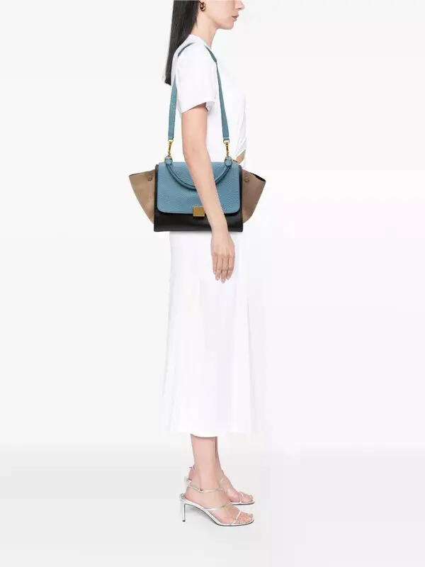 Celine Small Tricolor Trapeze Satchel - Black