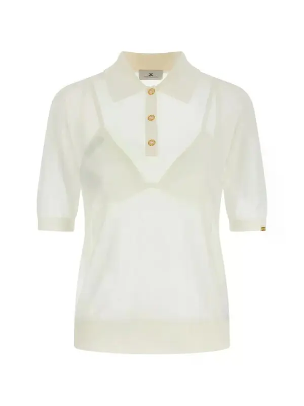 Elisabetta Franchi Ribbed Bra And Polo Shirt Set - White