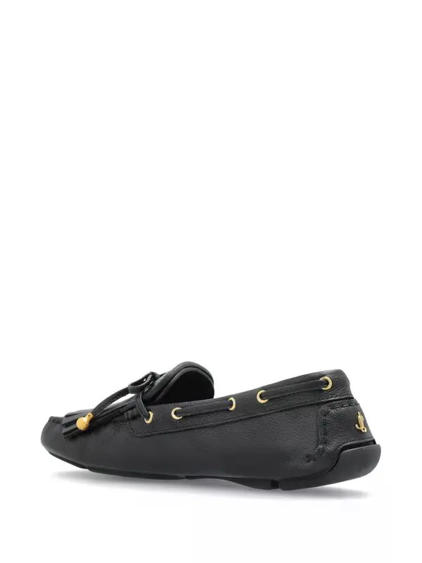 JIMMY CHOO Manon Leather Boat Shoes - Black