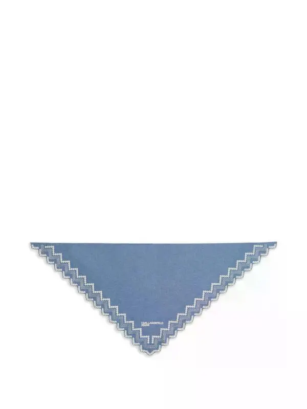Karl Lagerfeld Triangle Embroidered Bandana Scarf - Blue