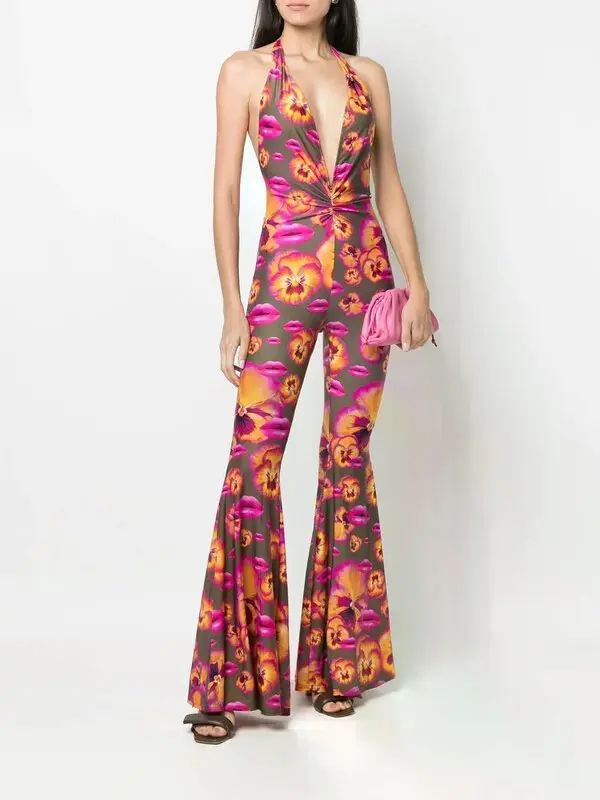 Amen Floral-print Flared Jumpsuit