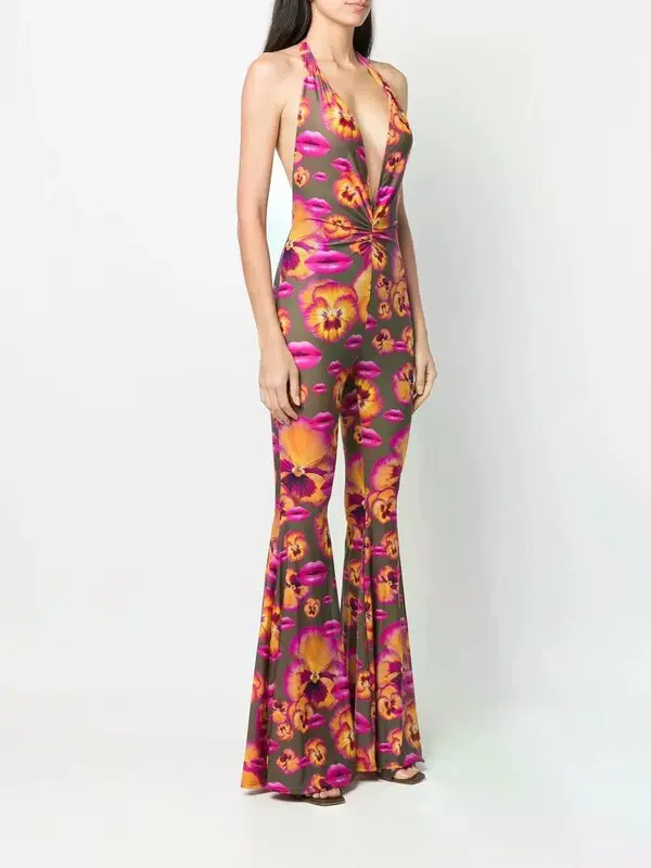 Amen Floral-print Flared Jumpsuit