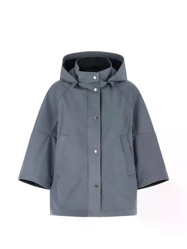 MOORER Flared Jacket With Removable Hood - Blue