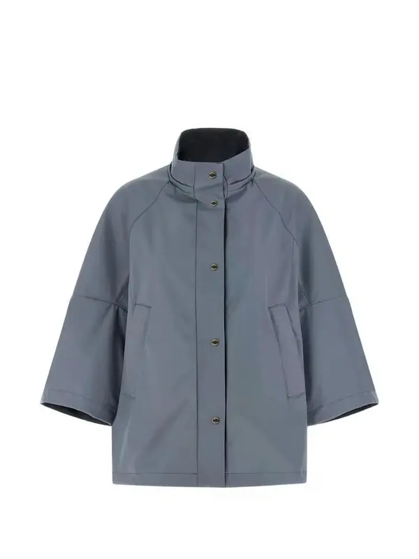 MOORER Flared Jacket With Removable Hood - Blue