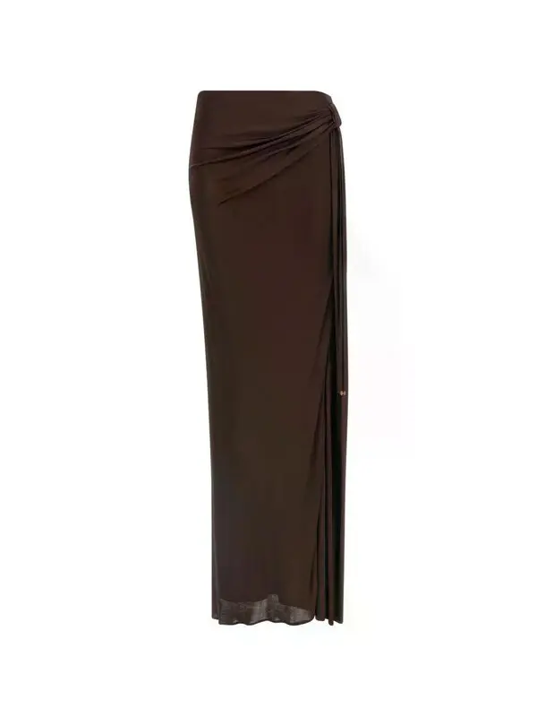 Elisabetta Franchi Knot Detail Maxi Skirt - Brown