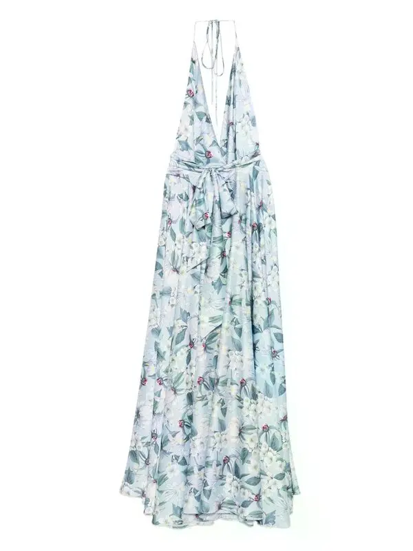 GIADA CURTI Floral-print Halterneck Dress - Blue