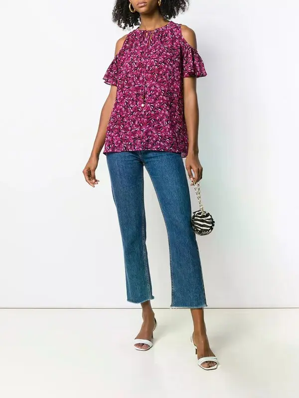 Michael Kors Cold Shoulder Printed Top