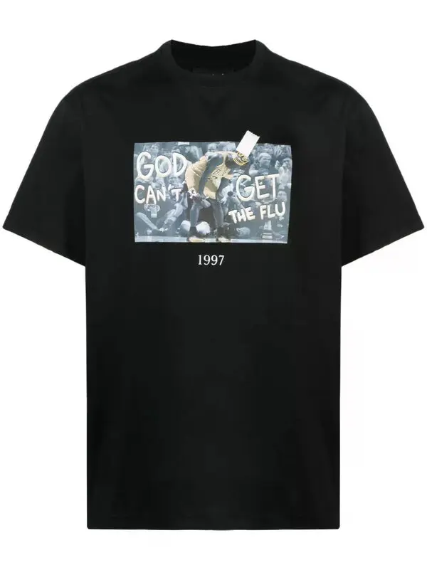 THROWBACK. Photograph-print Crew-neck T-shirt - Black