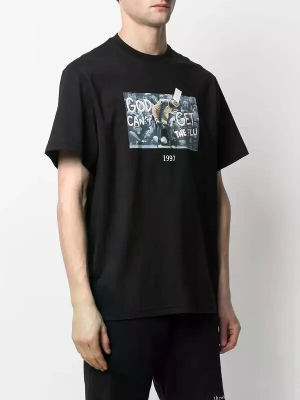 THROWBACK. Photograph-print Crew-neck T-shirt - Black