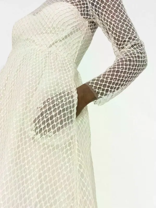 Red Valentino Mesh Long-sleeve Midi Dress