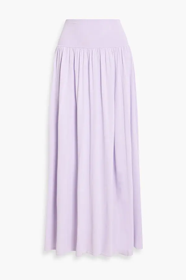 Zimmermann Gathered Stretch-knit Maxi Skirt