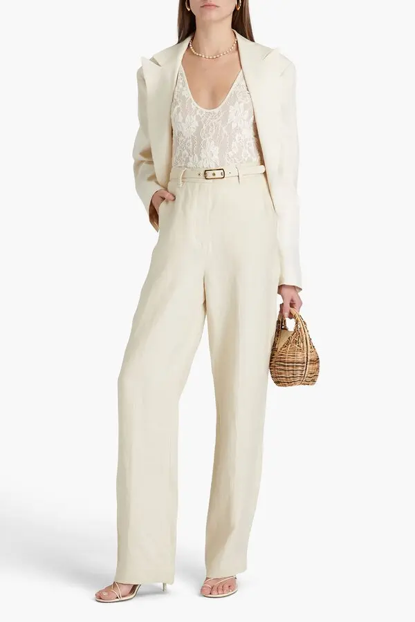 Zimmermann Belted Linen Straight-leg Pants