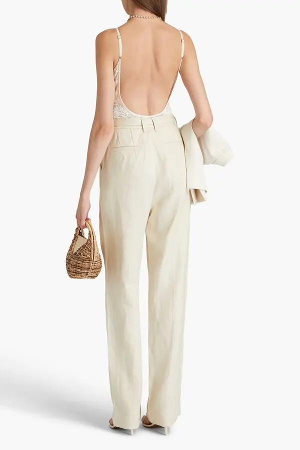Zimmermann Belted Linen Straight-leg Pants