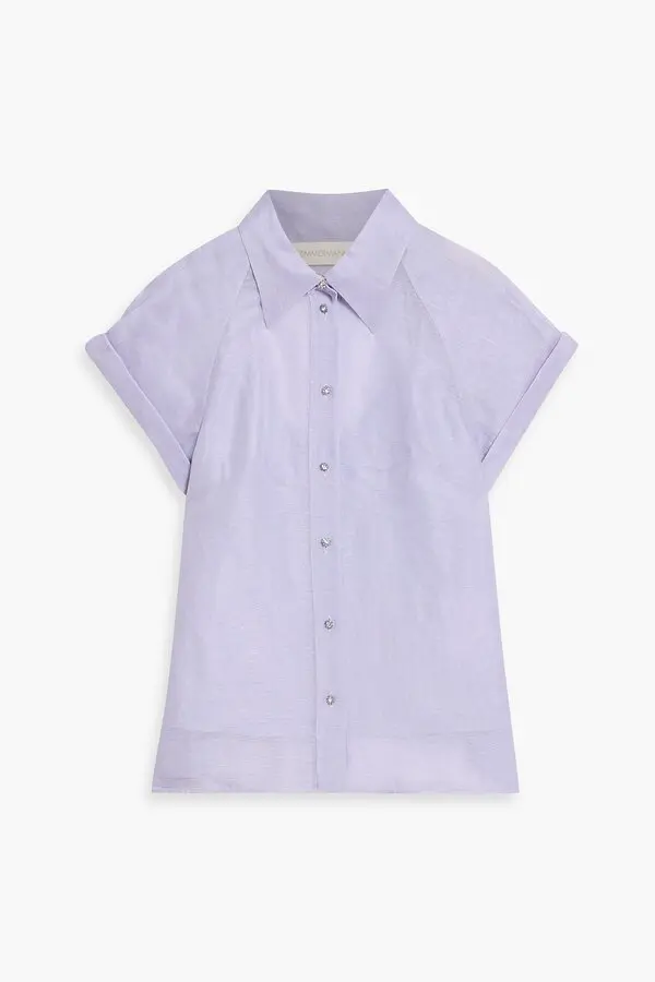 Zimmermann Crystal-embellished Linen And Silk-blend Gauze Shirt