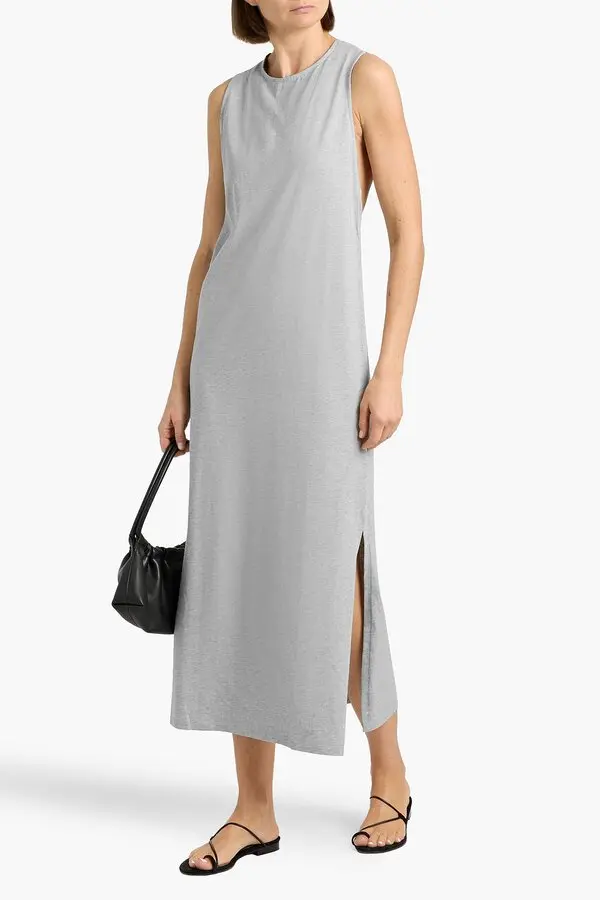 Loulou De Saison Rayna Knotted Pima Cotton-jersey Midi Dress - Gray