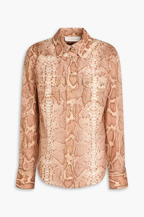 Zimmermann Snake-print Ramie Shirt