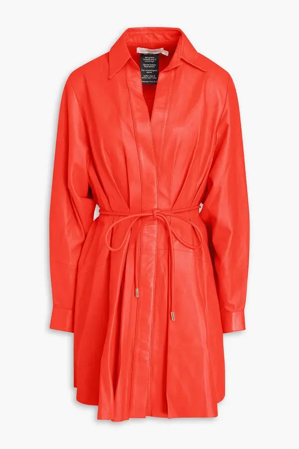 Zimmermann Pleated Leather Mini Shirt Dress