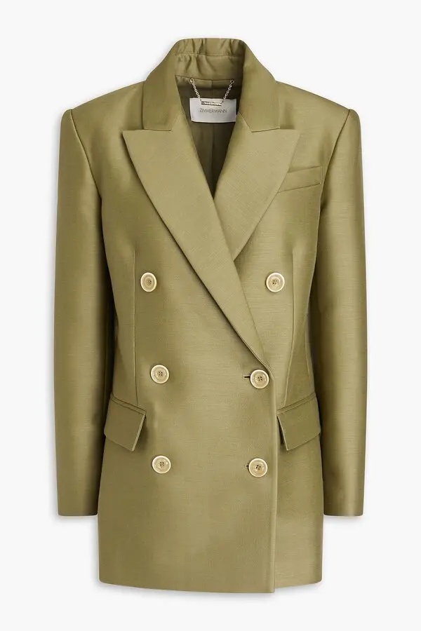 Zimmermann Double-breasted Wool And Silk-blend Blazer