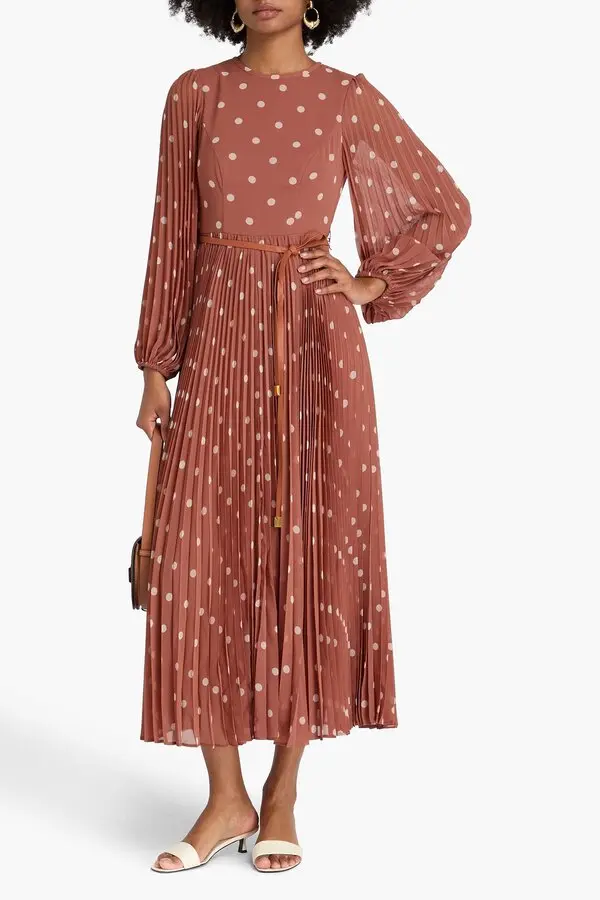 zimmermann brown polka dot dress Rosette Maxi Dress in Cardamom/Ecru Polka Dot main image 1