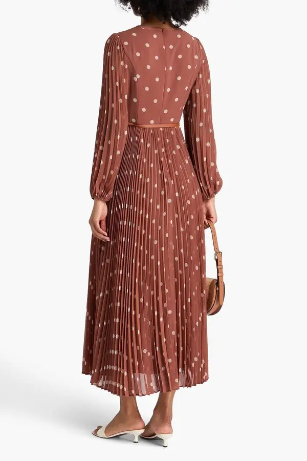 Zimmermann Belted Polkadot Georgette Midi Dress In Light Brown - 50% Off |  Editorialist