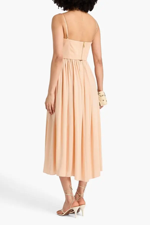 Zimmermann Gathered Silk Midi Dress - Neutral