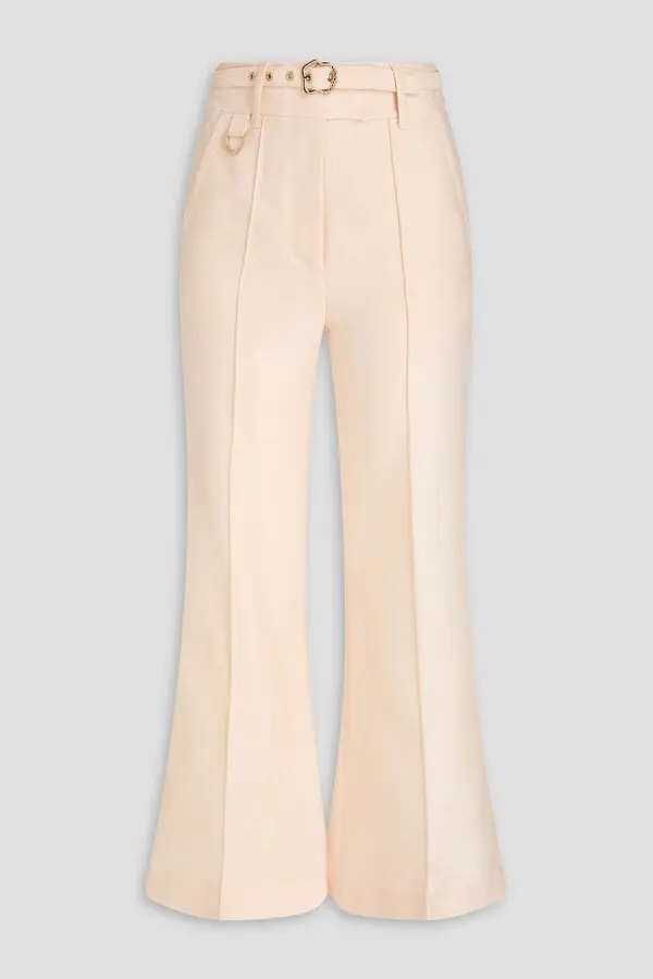 Zimmermann Belted Wool And Silk-blend Flared Pants