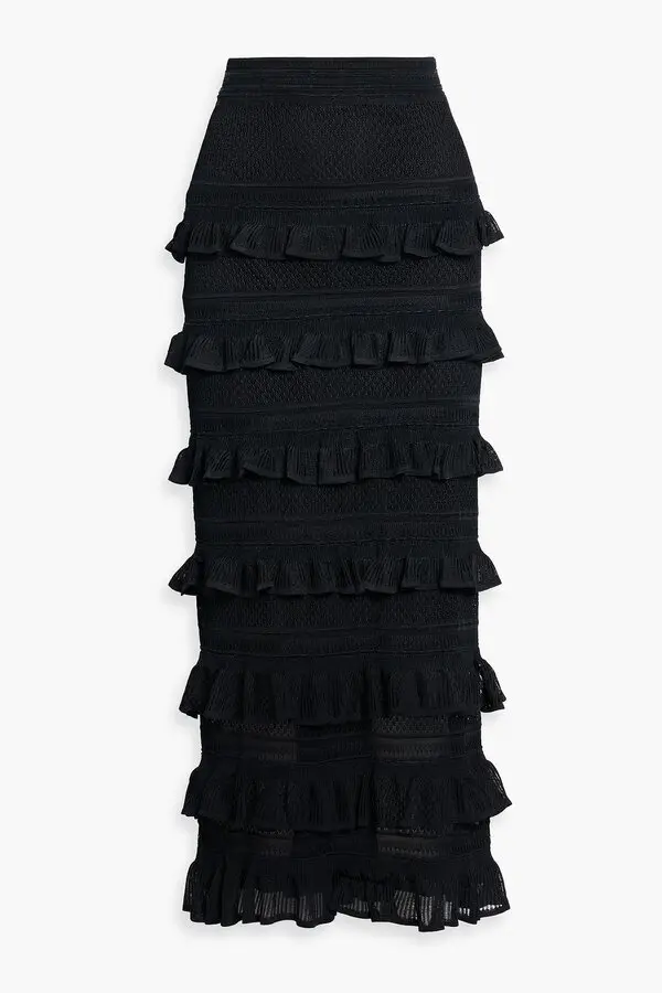 Zimmermann Pointelle-knit Midi Skirt - Black