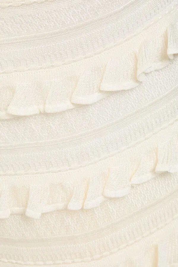 Zimmermann Ruffled Pointelle-knit Midi Skirt - Ecru