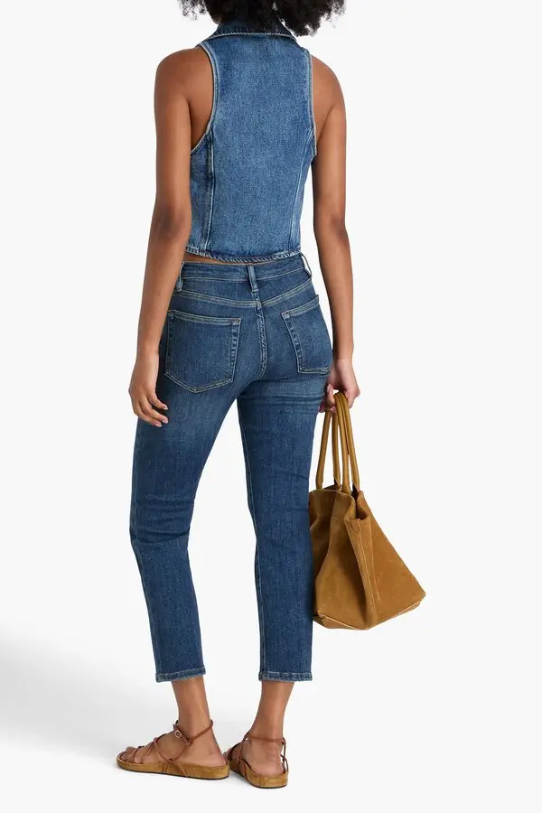 FRAME Le High Straight Cropped Jeans - Mid Denim