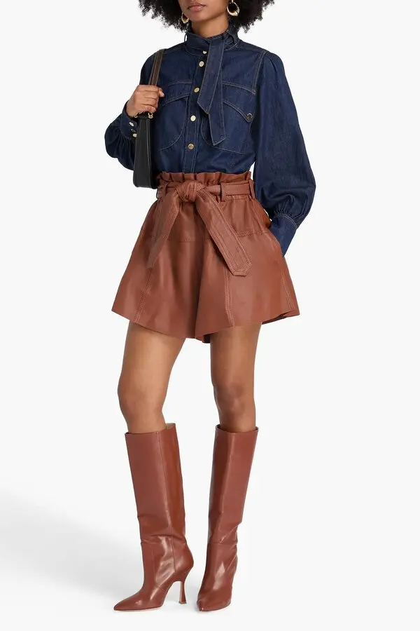 Zimmermann Belted Leather Shorts
