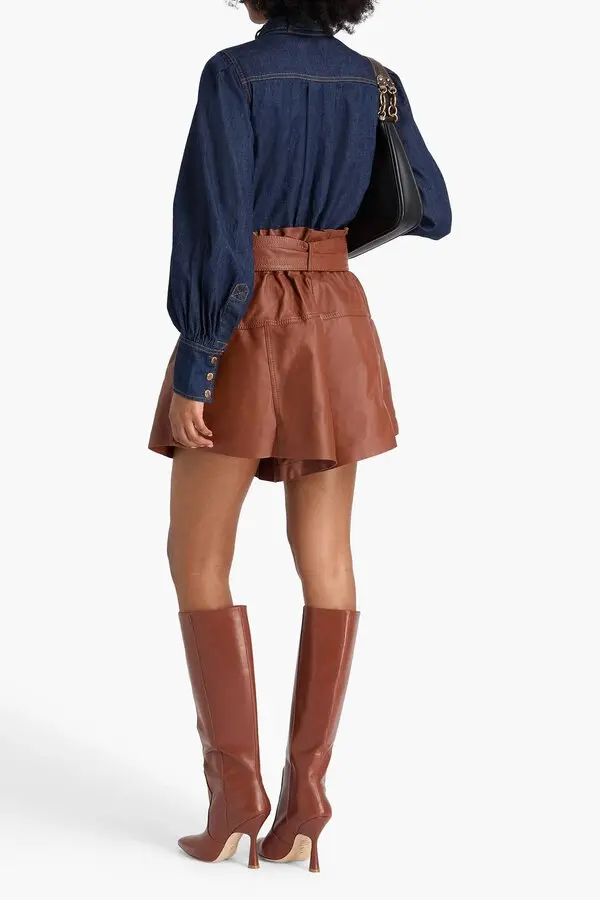 Zimmermann Belted Leather Shorts