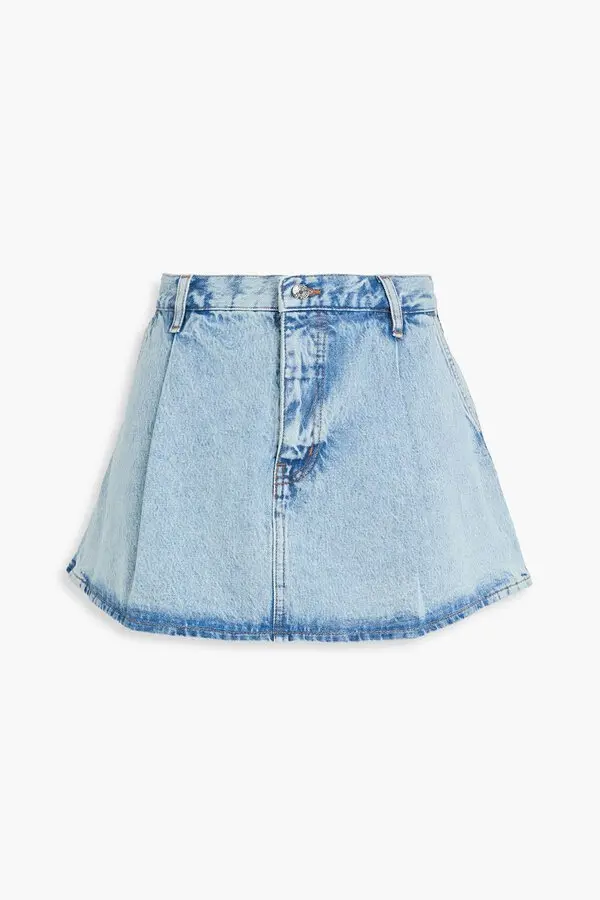 FRAME Pleated Denim Mini Skirt - Light Denim