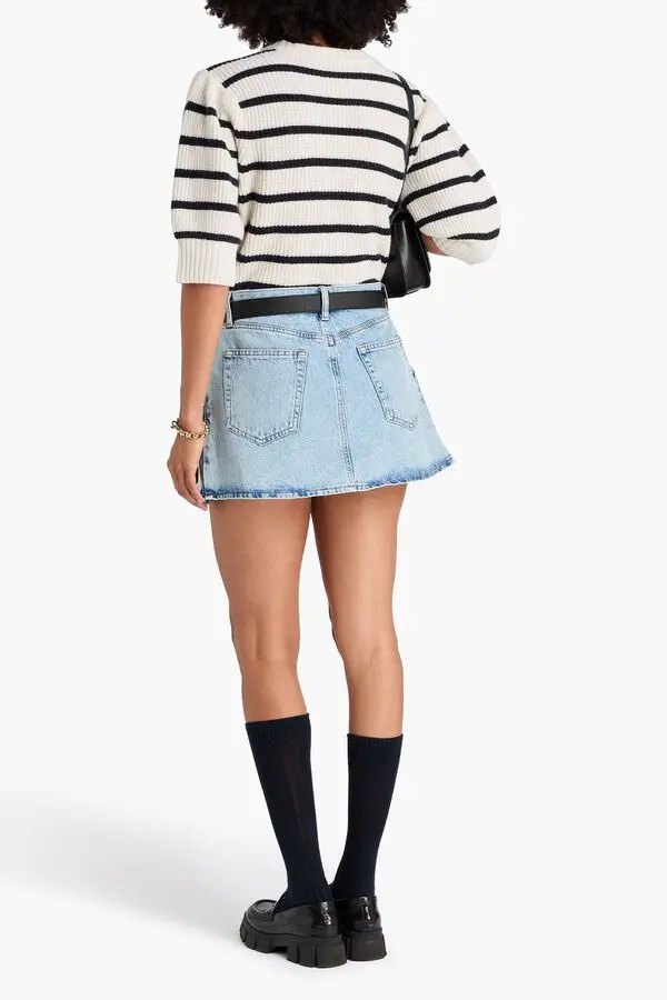 FRAME Pleated Denim Mini Skirt - Light Denim