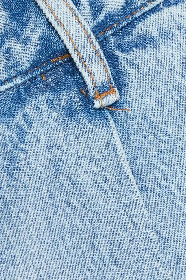 FRAME Pleated Denim Mini Skirt - Light Denim